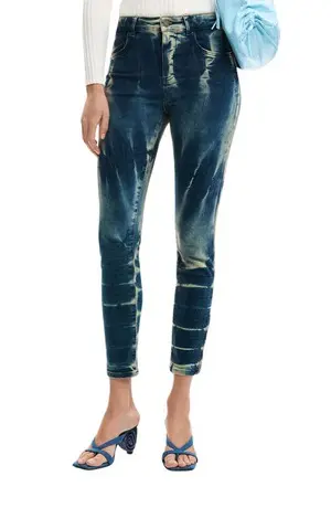 Desigual Low Rise Tie-dye Skinny Jeans - Blue