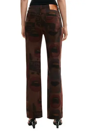 Desigual Printed Straight Leg Jeans