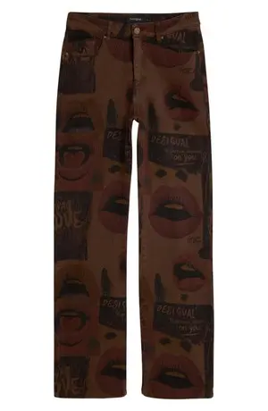 Desigual Printed Straight Leg Jeans
