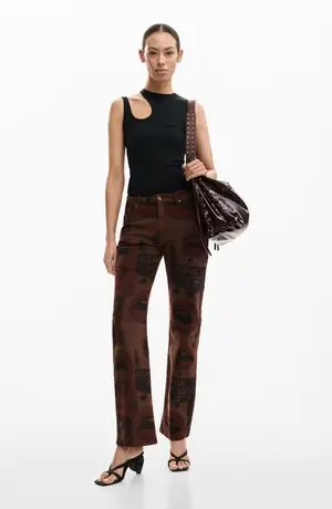 Desigual Printed Straight Leg Jeans