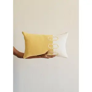 KANJU INTERIORS Landscapes Block Throw Pillowcover Only - Mustard