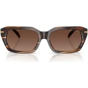 Michael Kors Lake Tahoe 54mm Gradient Polarized Rectangular Sunglasses - Brown Horn/brown Solid Polar