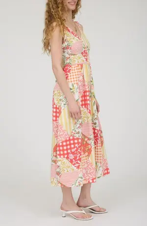 BLU PEPPER Patchwork Sleeveless Midi Dress