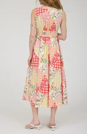 BLU PEPPER Patchwork Sleeveless Midi Dress