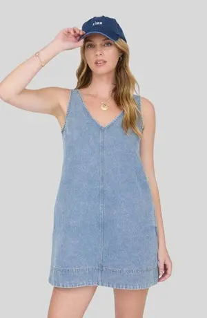 BLU PEPPER Sleeveless Denim Mini Dress
