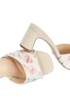 Dune London Madira Floral Embroidered Slide Sandal