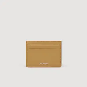Sandro Leather Logo Card Holder - Natural