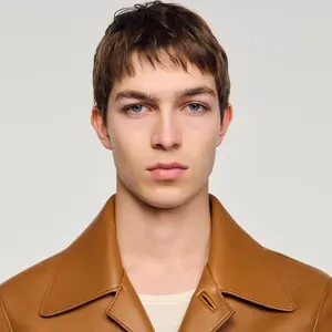 Sandro Buttoned Lambskin Leather Jacket