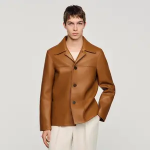 Sandro Buttoned Lambskin Leather Jacket