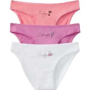 ON GOSSAMER Cabana Cotton Assorted Bikini 3-pack - Plumeria/wineberry/white
