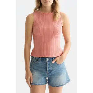 Scotch & Soda Cotton Rib Boat Neck Tank - Canyon Clay