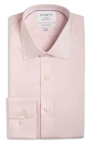 STANTT Contemporary Fit Wrinkle Resistant Cotton Twill Dress Shirt - Pink