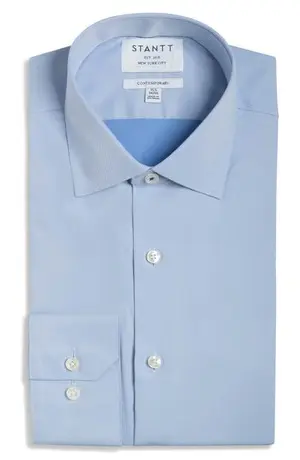 STANTT Contemporary Fit Performance Twill Dress Shirt - Light Blue