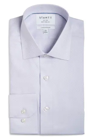 STANTT Contemporary Fit Wrinkle Resistant Cotton Dobby Dress Shirt - Lavender