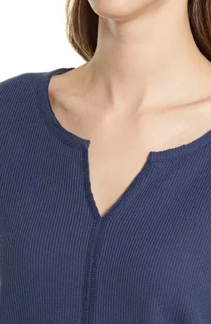Caslon Split Neck Organic Cotton Blend Thermal Knit Top