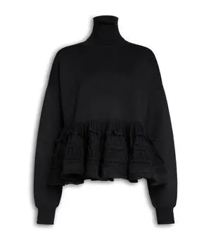 Alaïa Wool-blend Crinoline Peplum Sweater