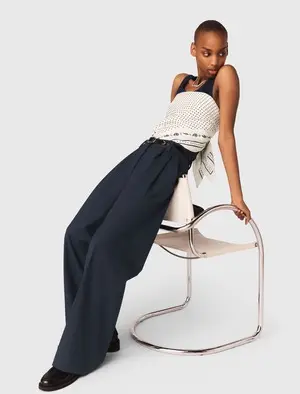 Maje Pinstriped Wide-leg Trousers