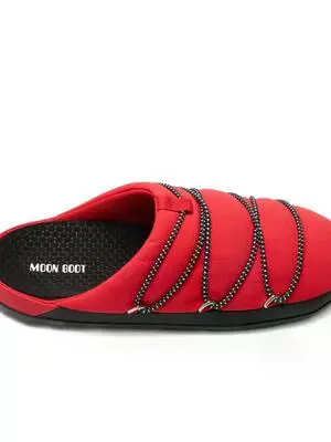Moon Boot Quilted Lace-up Slippers - Red