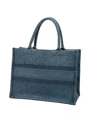Dior 2019 Medium Oblique Denim Book Tote Bag - Blue