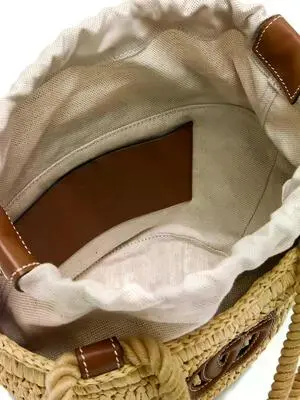 Gucci Gg-logo Woven Bucket Bag - Neutrals