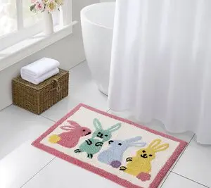 HALLMARK Multicolor Easter Bunny Bffs Cotton Ri Ch Bath Rug