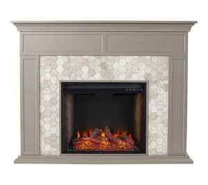 SEI FURNITURE Sei Torlington Marble Tiled Criss Cross Electri C Fireplace - One-color