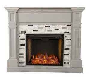 SEI FURNITURE Sei Birkover Criss Cross Electric Fireplace W/ Arble Surround - One-color