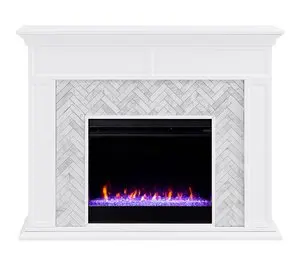 SEI FURNITURE Sei Torlington Color Changing Marble Tiled Elec Tric Fireplace - One-color
