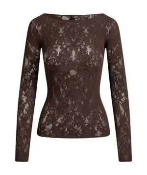 SKIMS Boat-neck Knit Lace Top
