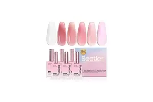 BEETLES Nude Gel Nail Polish Set 6 Colors - Black White Red