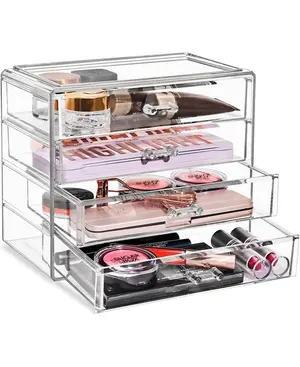 SORBUS 4 Drawer Makeup Organizer And Storage For Cosmetics - Clear