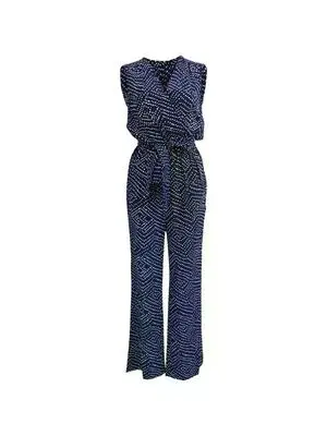 Diane Von Furstenberg Dotted Belted Jumpsuit - Blue