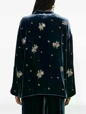 Momoni Embellished Front-tie Blouse