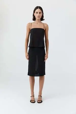 ST. AGNI Silk Glass Beaded Skirt - Black