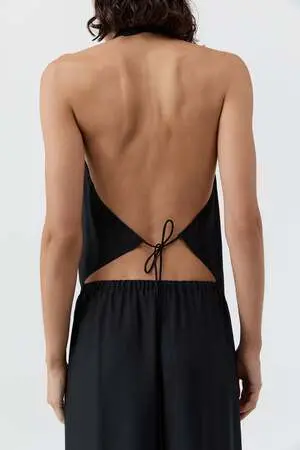ST. AGNI Silk Grid Halter Top