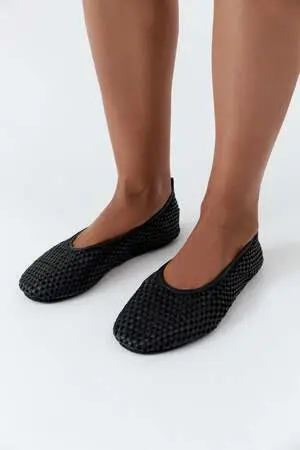 ST AGNI Lattice Weave Leather Ballet Flats