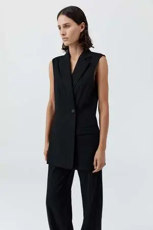 ST AGNI Wool Sleeveless Split Blazer