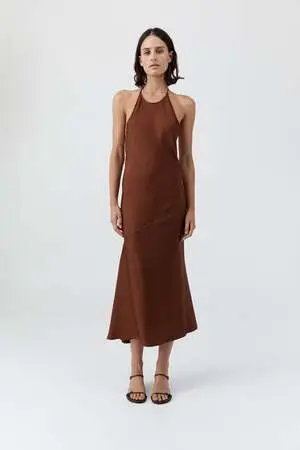 Silk Halter Midi Dresses