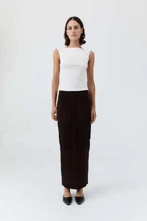 ST AGNI Suede Column Maxi Skirt