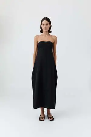 ST AGNI Wool Strapless Cocoon Dress