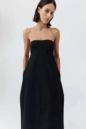 ST AGNI Wool Strapless Cocoon Dress