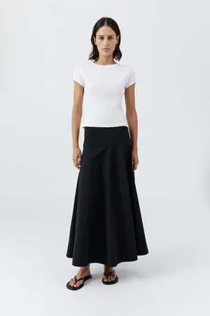 ST. AGNI Cotton Blend Circle Hem Skirt - Black