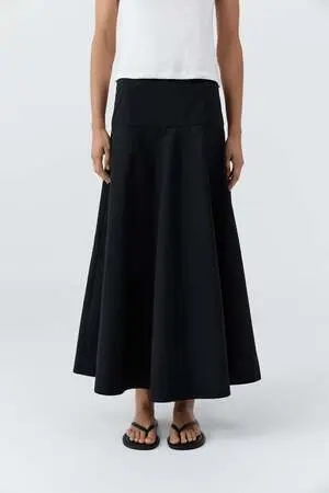 ST. AGNI Cotton Blend Circle Hem Skirt - Black