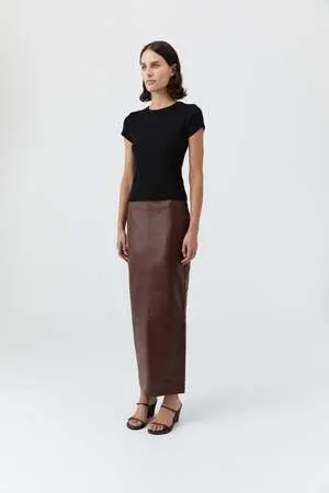 ST AGNI Leather Column Maxi Skirt