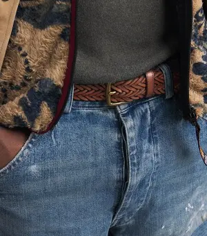 Polo Ralph Lauren Braided Leather Belt - Ivory