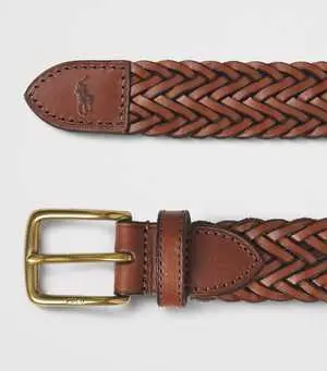 Polo Ralph Lauren Braided Leather Belt - Ivory