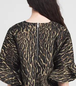 GANNI Metallic Leopard Jacquard Mini Dress