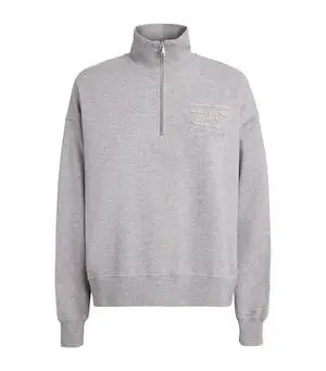 GANNI Organic Cotton Half-zip Sweatshirt - Grey