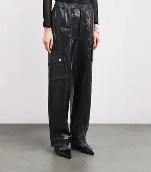 GANNI Recycled Leather-blend Cargo Trousers