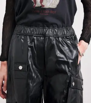 GANNI Recycled Leather-blend Cargo Trousers